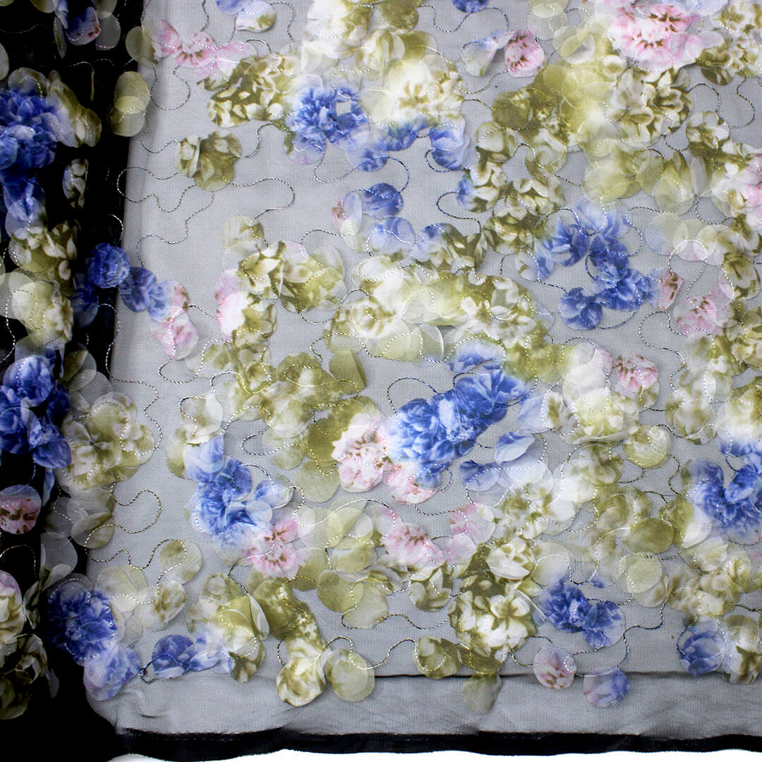 FR-681 - TULLE ESTAMPADO CON FLORES 3D - Francia Textil